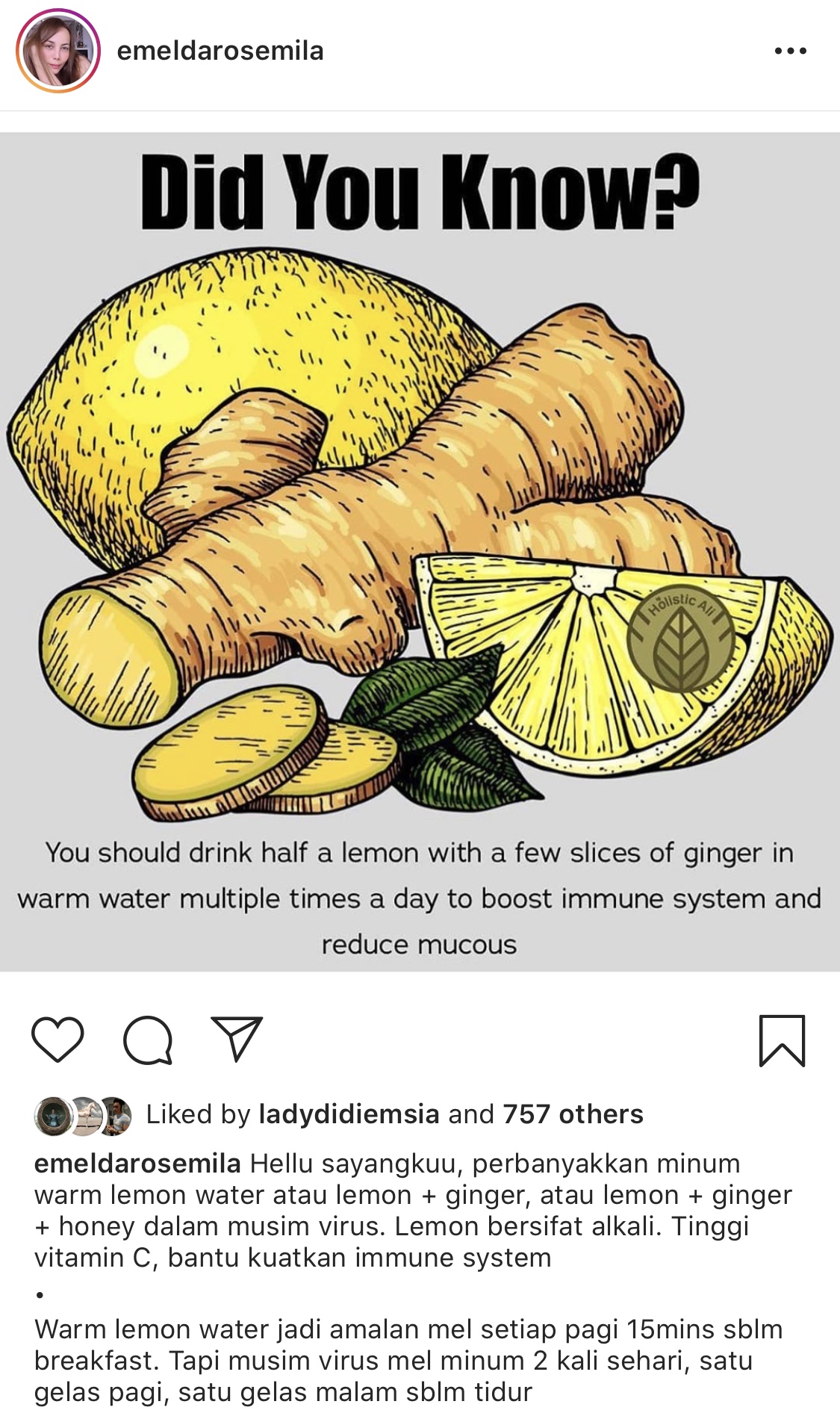 “Perbanyakkan Minum Air Lemon Suam Atau...,”- Emelda Rosemila Kongsi ...
